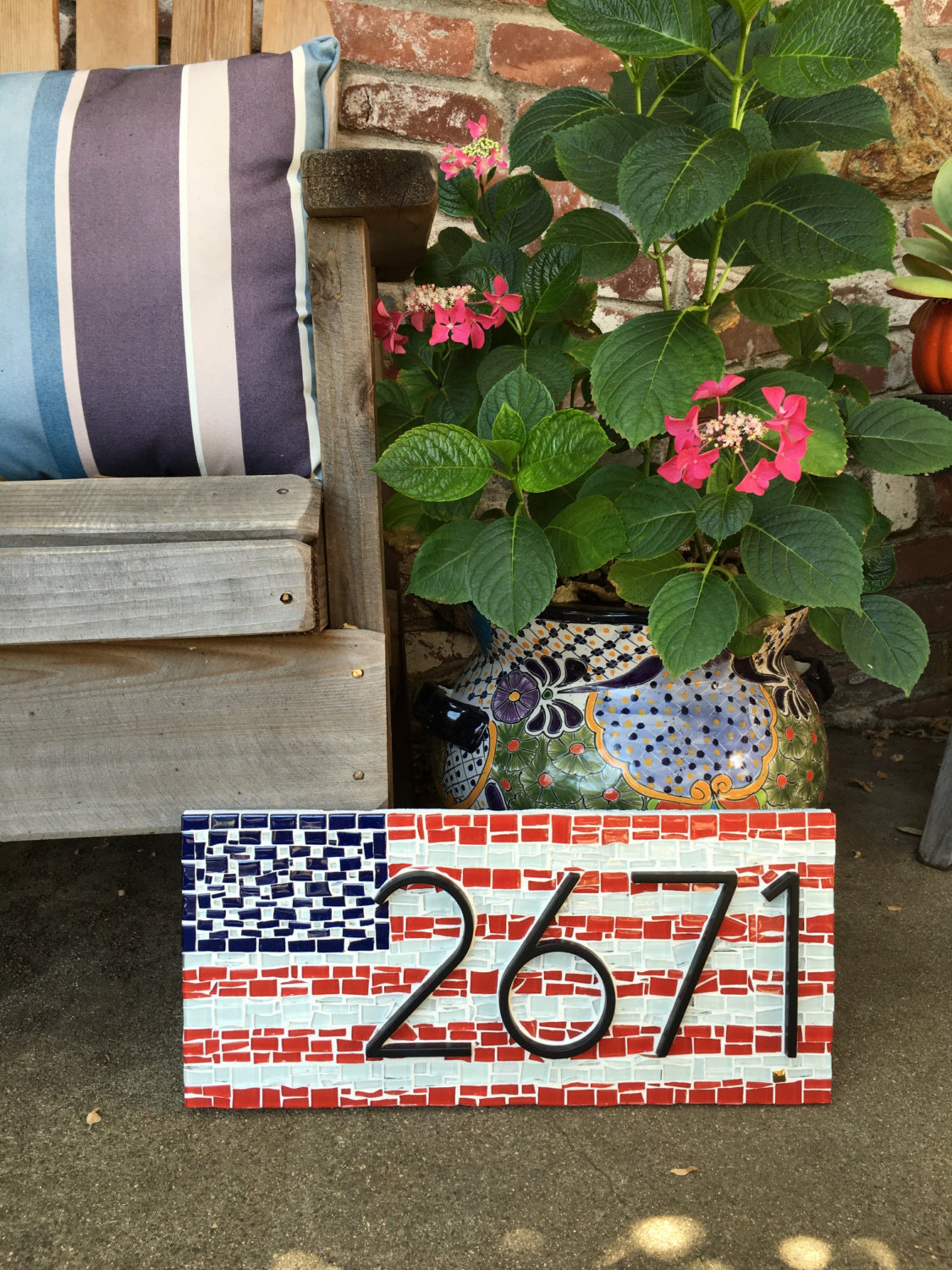 American Flag Mosaic Address Sign - Etsy