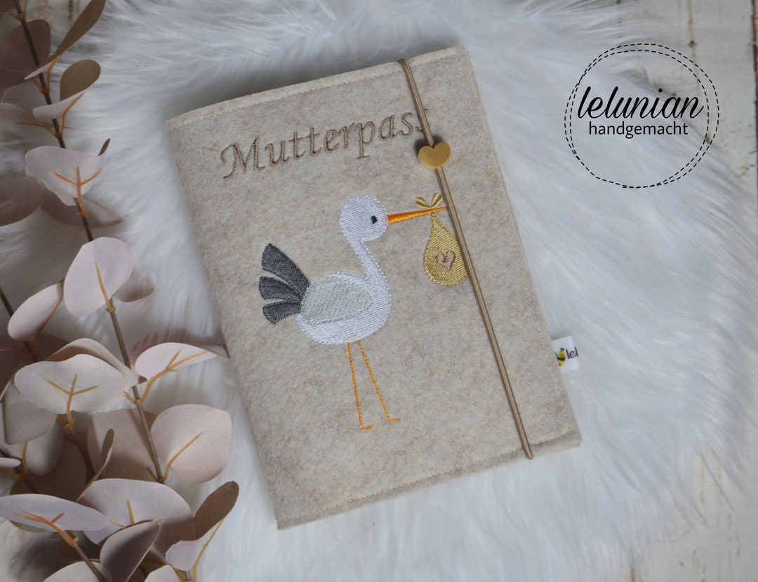 Mutterpass Hülle Filz Storch Beige - Etsy.de