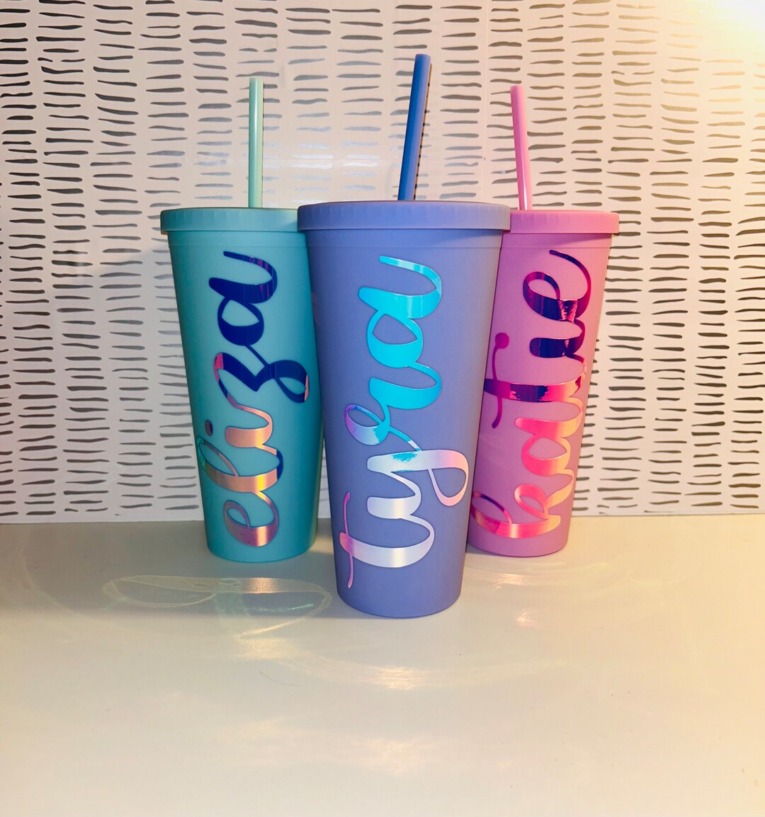 Pastel Custom Name Cold Cup | Custom Name Tumbler With Matching Straw ...