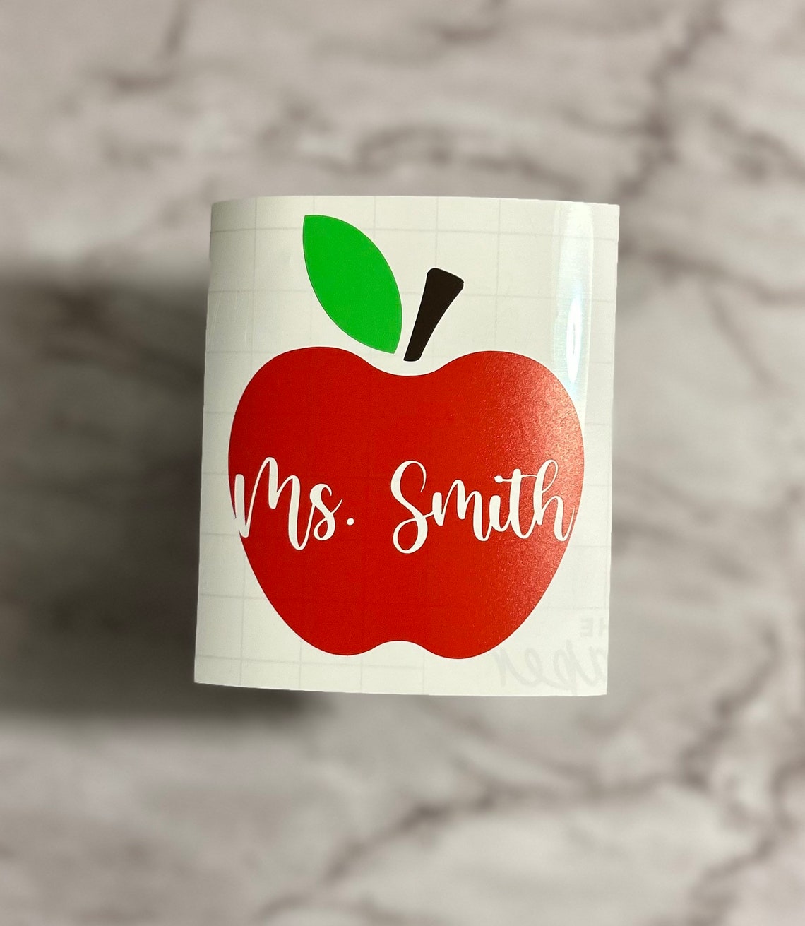 Teacher Apple Name Decal | Name Decal for Teacher | Teacher Decal ...