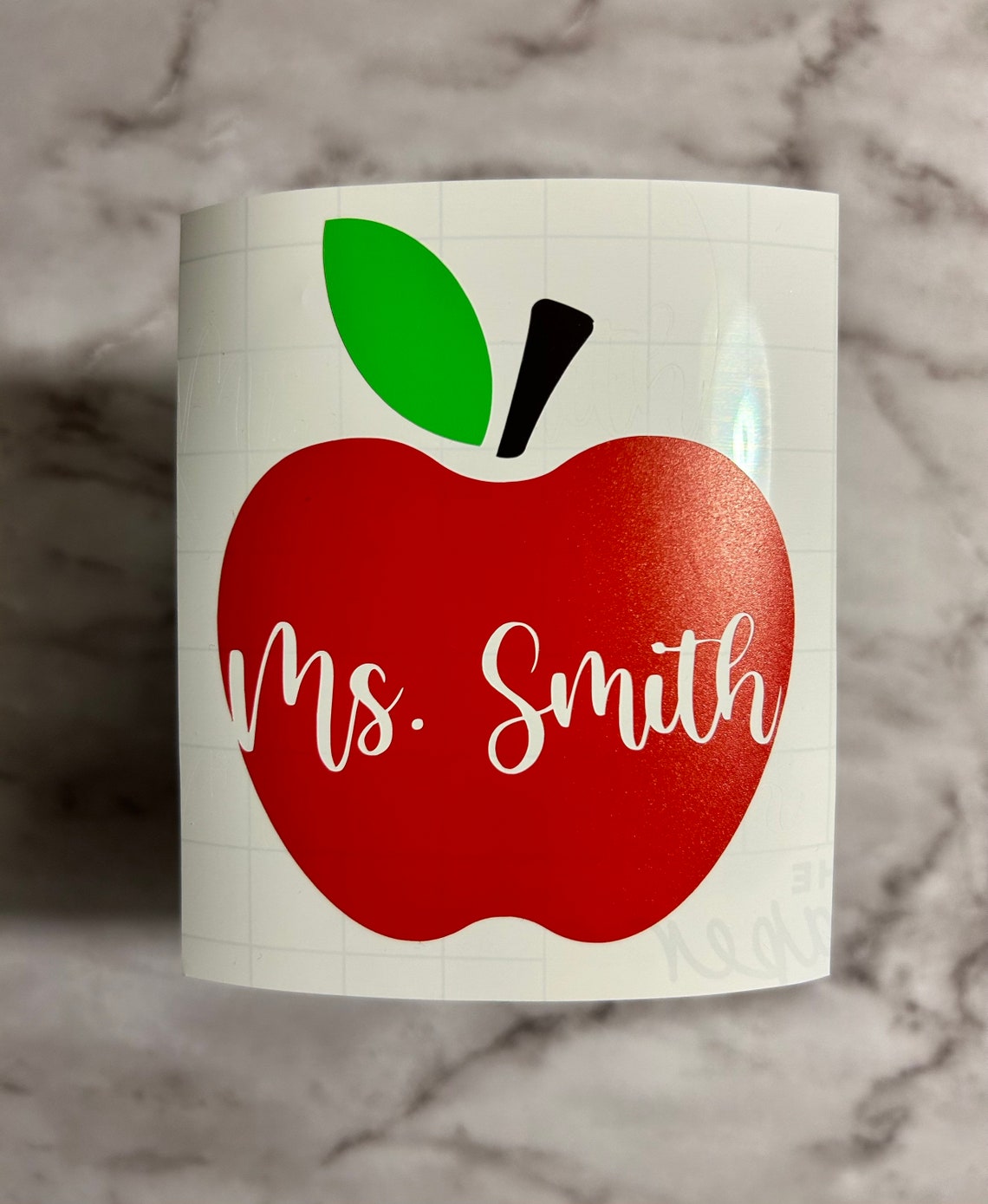 Teacher Apple Name Decal | Name Decal for Teacher | Teacher Decal ...