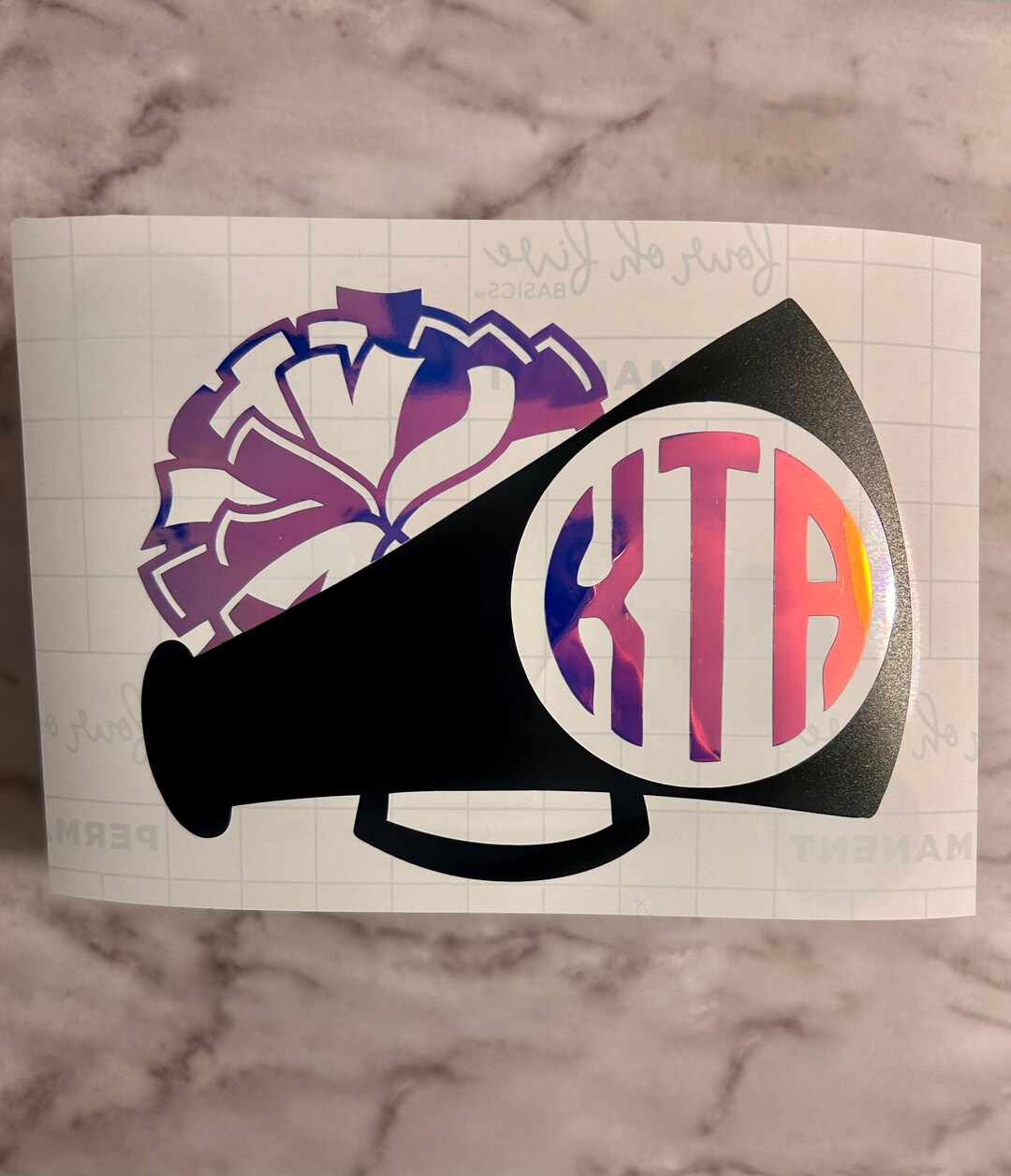 Cheerleader Monogram Decal, Cheerleader Megaphone Decal, Cheer Sticker ...