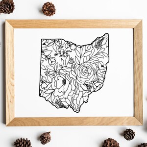 Ohio Floral Art - Digital Download Art Print Ohio Flowers - Floral Line ...