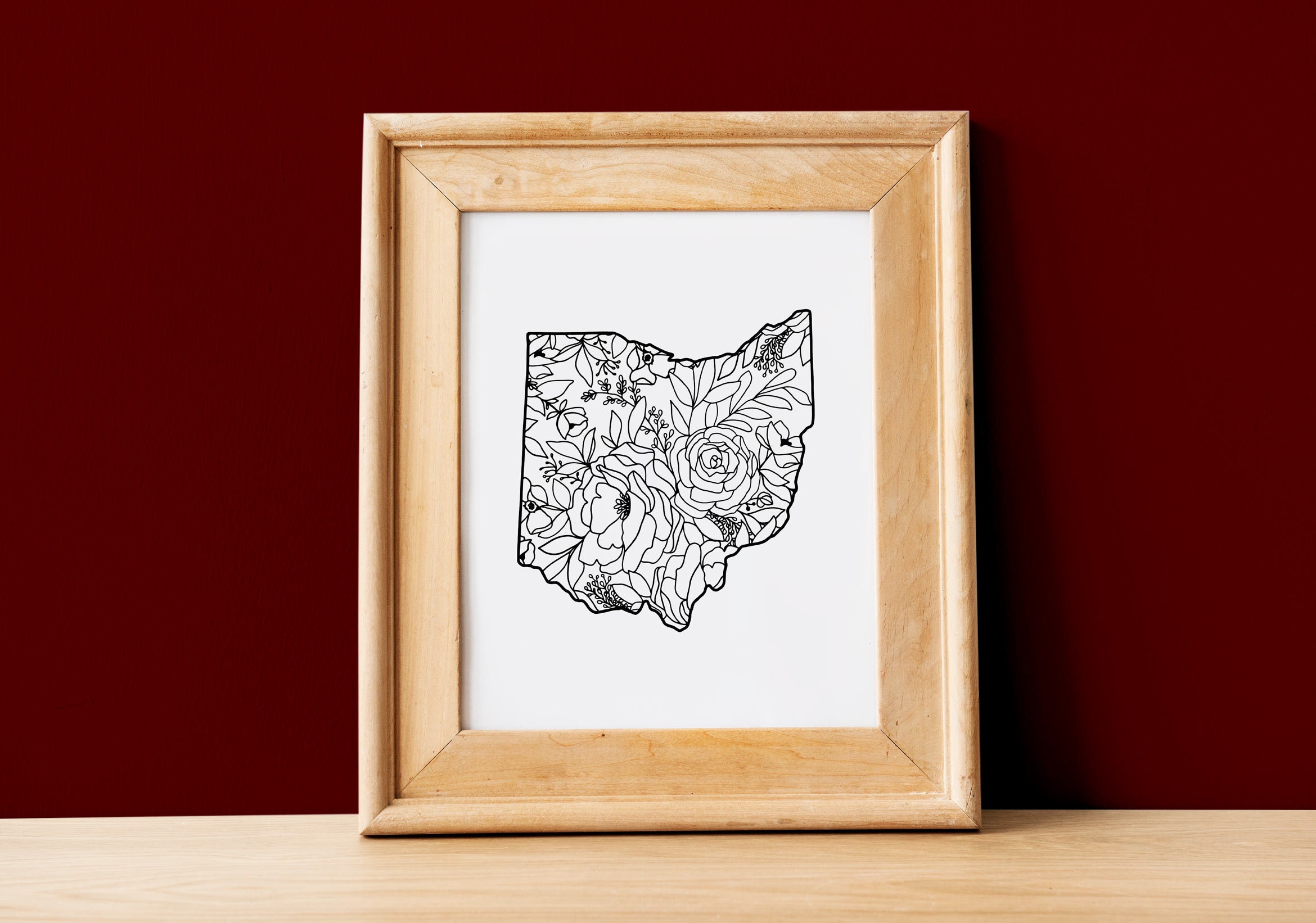 Ohio Floral Art - Digital Download Art Print Ohio Flowers - Floral Line ...