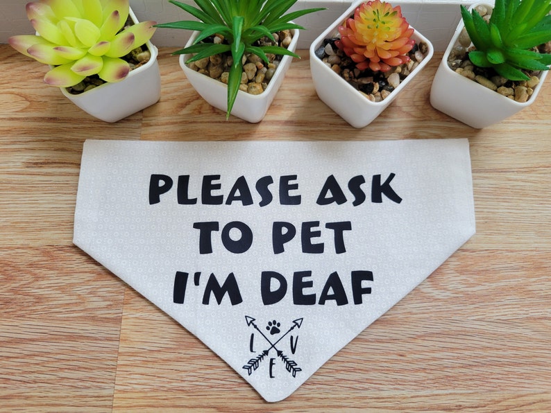 Alert Pet Bandana, Reversible Please Ask to Pet I'm Deaf - Etsy