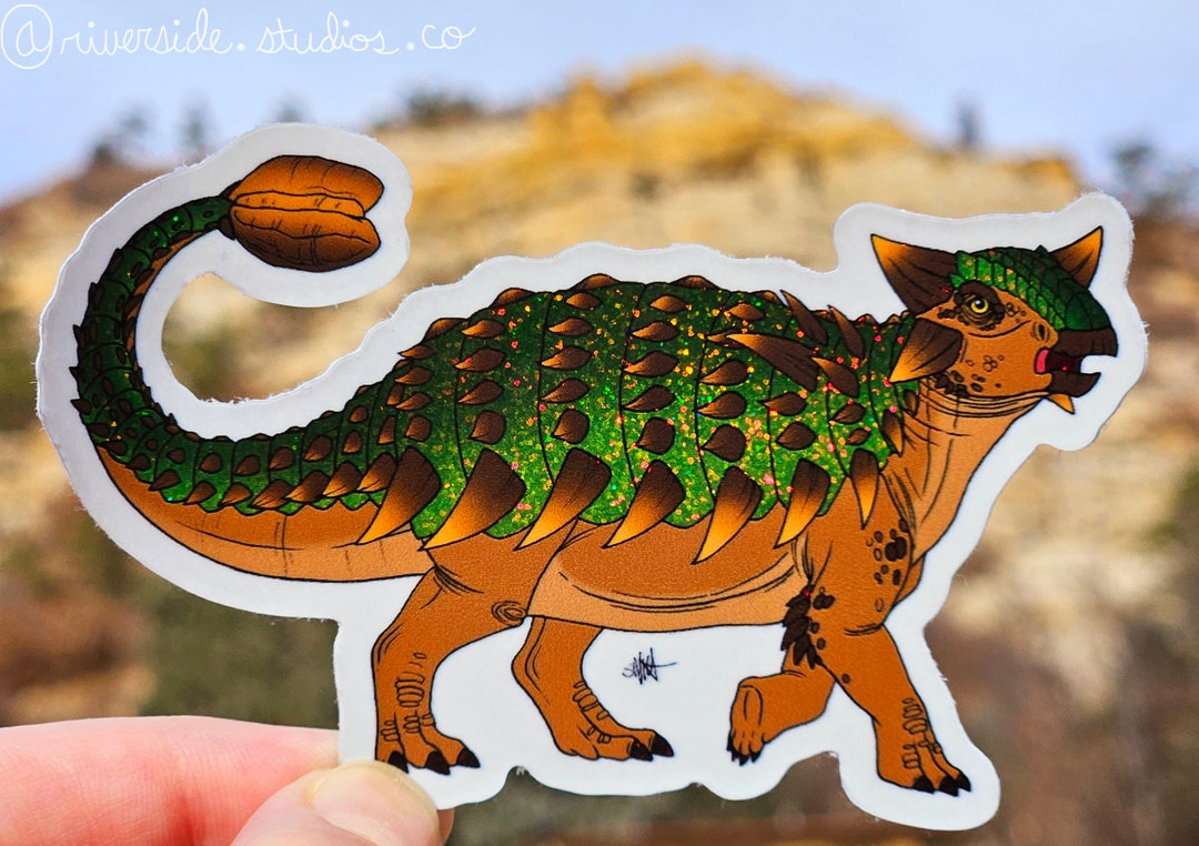 Ankylosaurus Glitter Vinyl Sticker 3" - Original Dinosaur Paleoart - Etsy