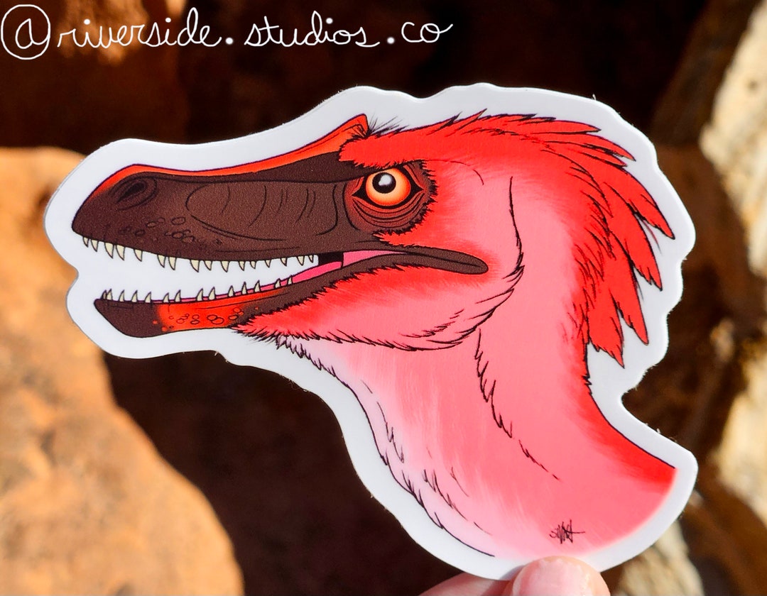 Velociraptor Vinyl Sticker 3" - Original Dinosaur Paleoart - Etsy
