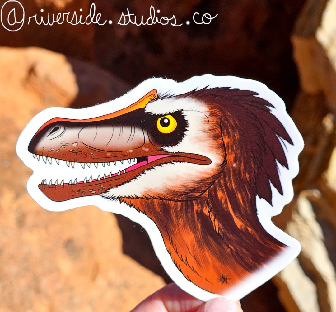 Velociraptor Vinyl Sticker 3" - Original Dinosaur Paleoart - Etsy