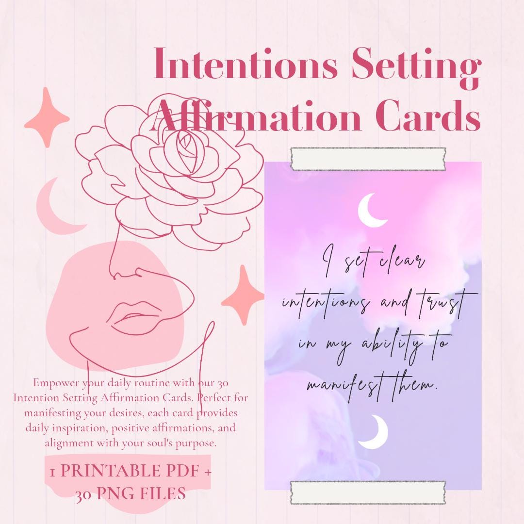 PRINTABLE 30 Intention Setting Affirmation Cards | Daily Manifestation ...