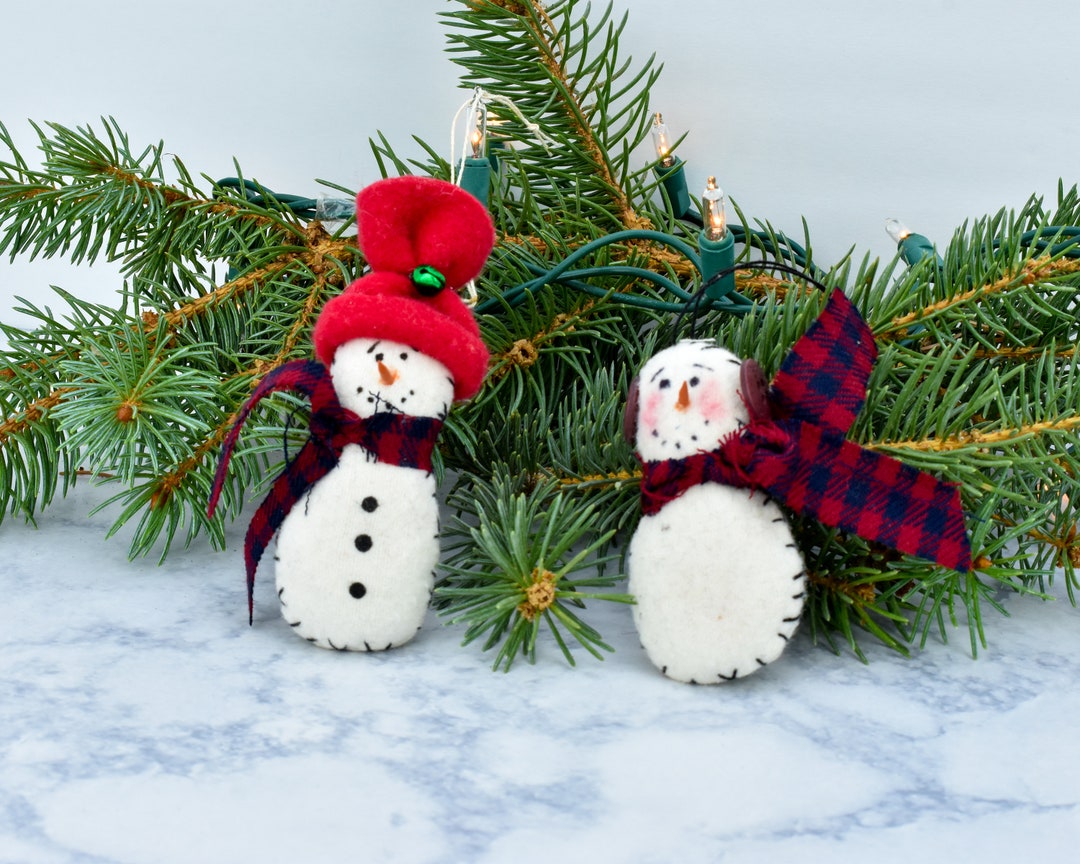Handmade Flannel Snowman Ornament: Rustic Christmas Tree Decoration - Etsy