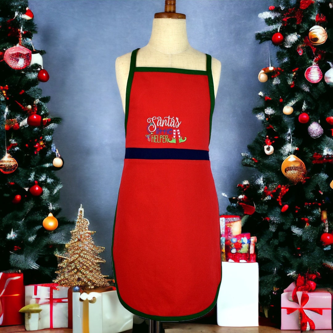 Santa's Helper Apron, Christmas Kid's Apron, Kid's Cooking Apron, Kid's ...