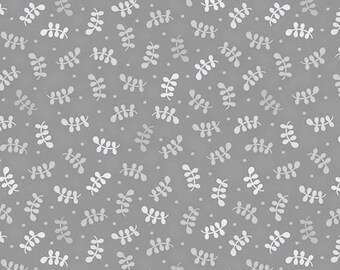 Gray leaf fabric | Etsy