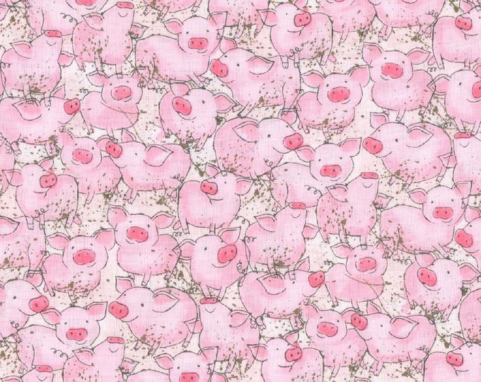 Rare - 26" X 43" REMNANT - Happy Pigs by Timeless Treasures, Pattern ...