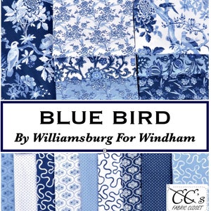 RARE - by the Continuous HALF YARD - Blue Byrd by Williamsburg for ...