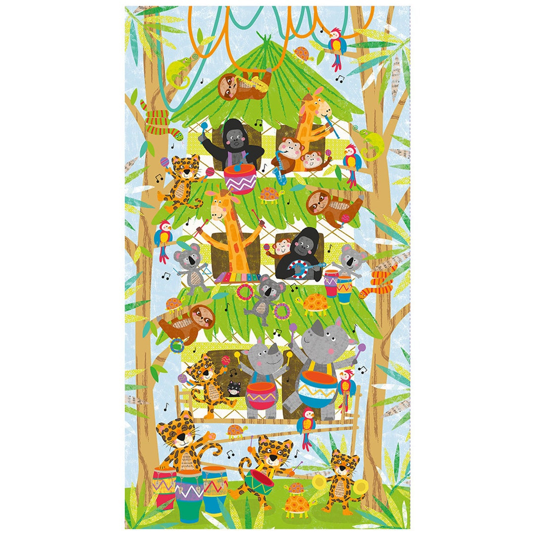 RARE - 24” X 43” PANEL - Jungle Drums by Liza Lewis for Clothworks, # ...