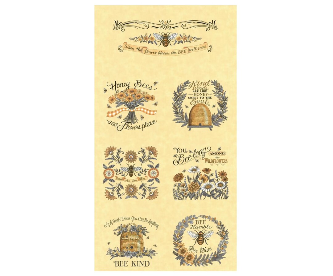 Rare - 24” X 44” PANEL - Honey & Lavender by Deb Strain for Moda ...