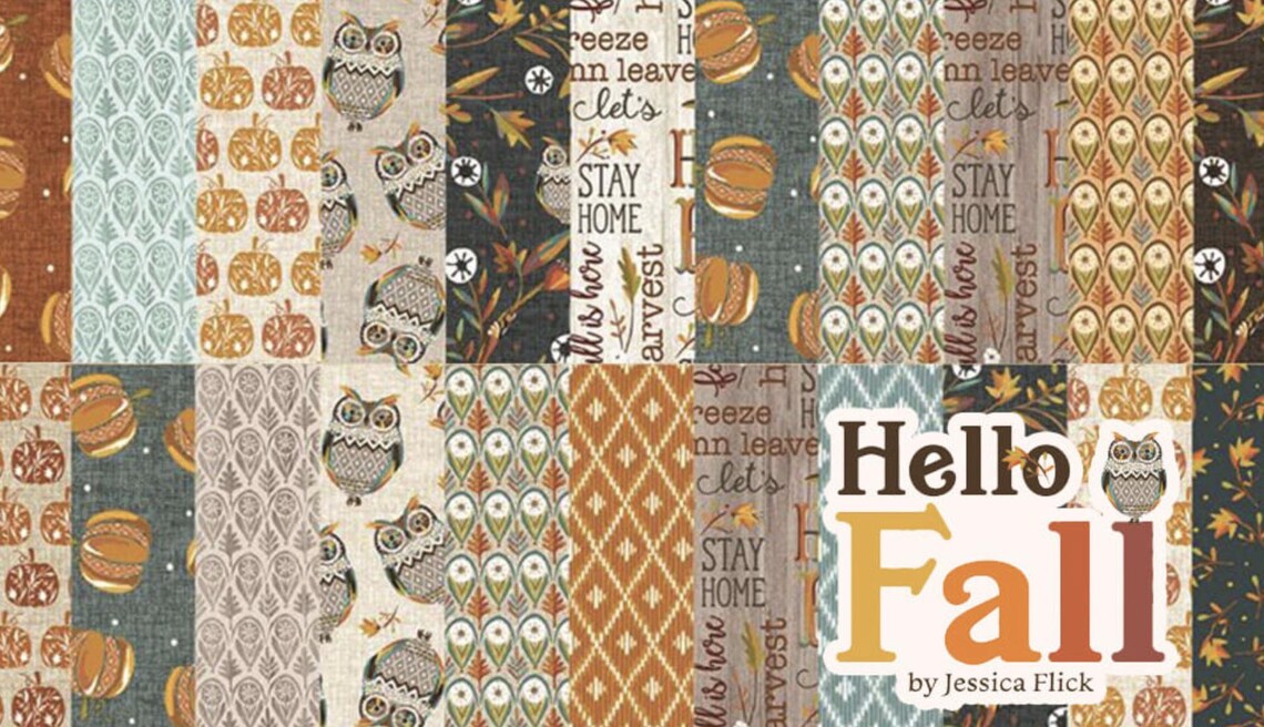RARE - 24” X 44” PANEL - Hello Fall by Jessica Flick for Benartex ...