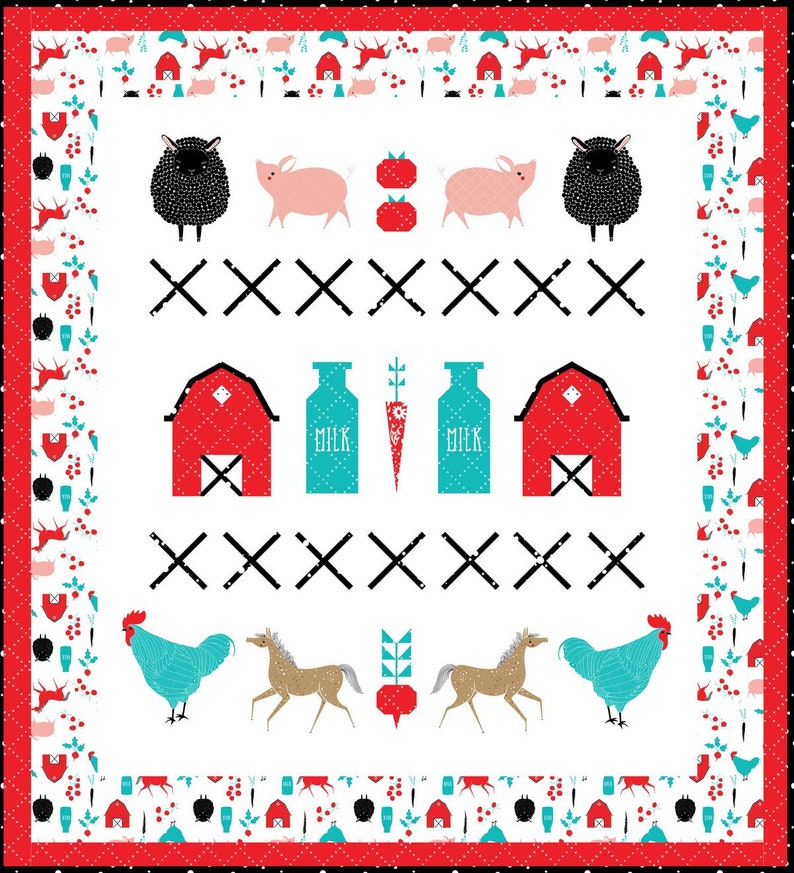 RARE 24 X 44 PANEL Farm Charm by Gingiber for Moda | Etsy