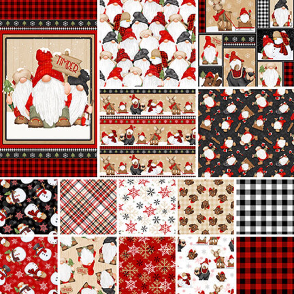 RARE 24 X 44 PANEL Timber Gnomes by Shelly Comiskey for - Etsy