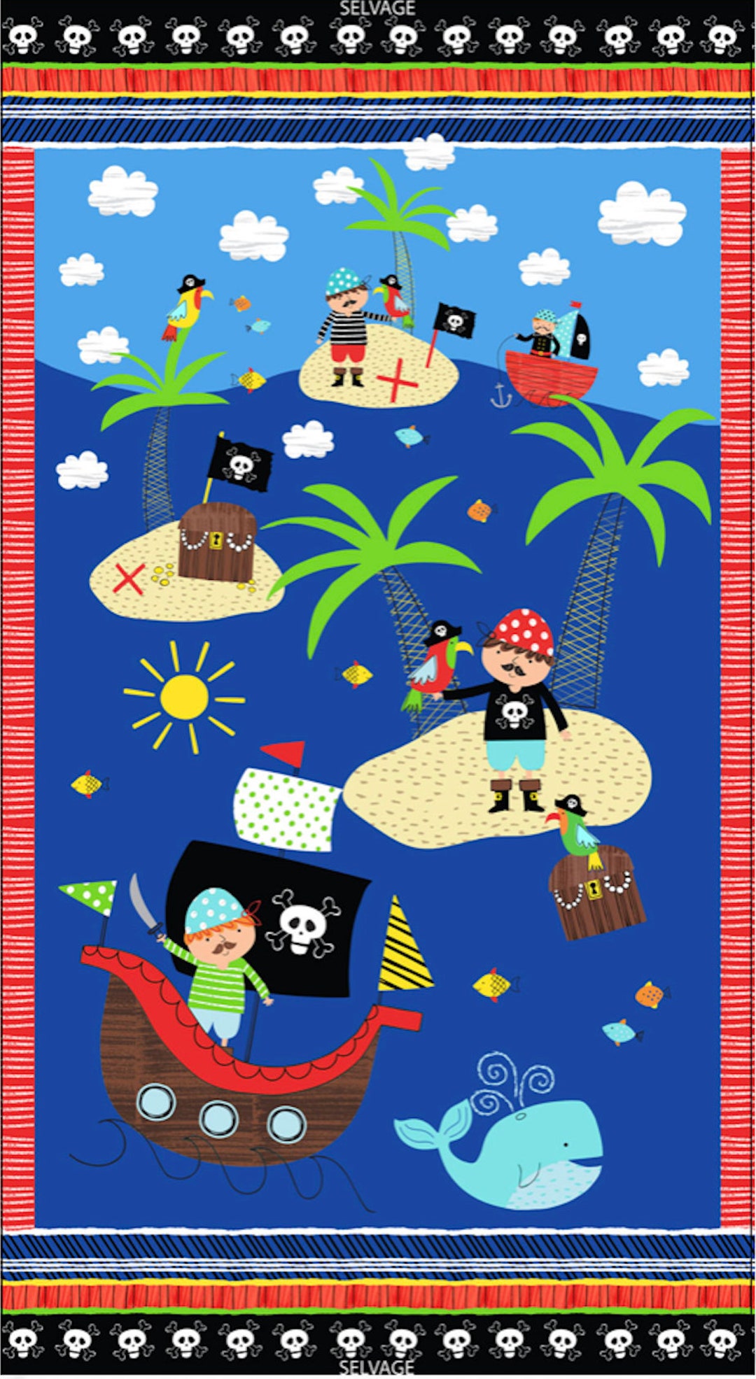RARE - 24” X 44” PANEL - Treasure Island for Timeless Treasures ...