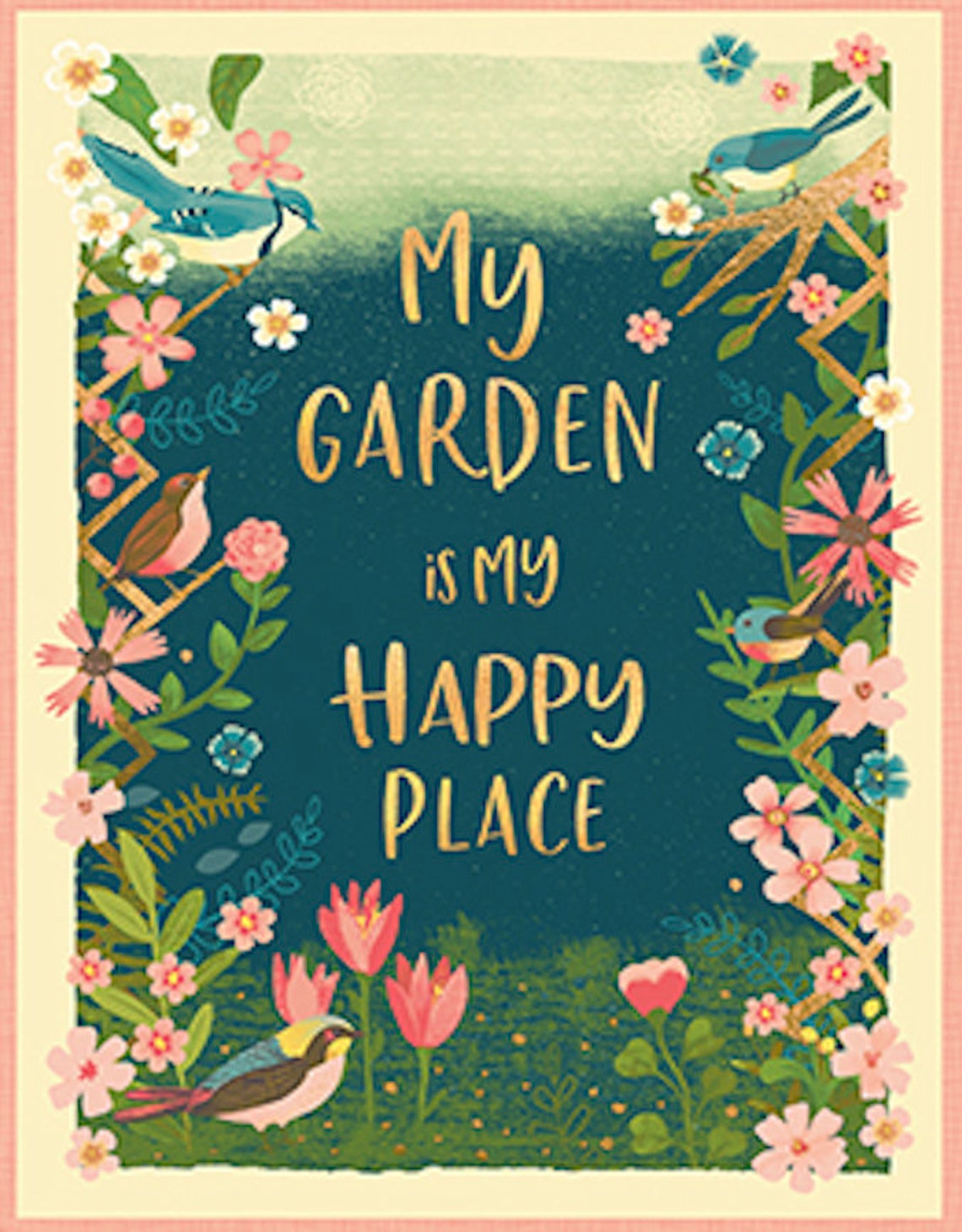 Rare 24 X 44 PANEL Garden Notes by Diane Neukirch for | Etsy