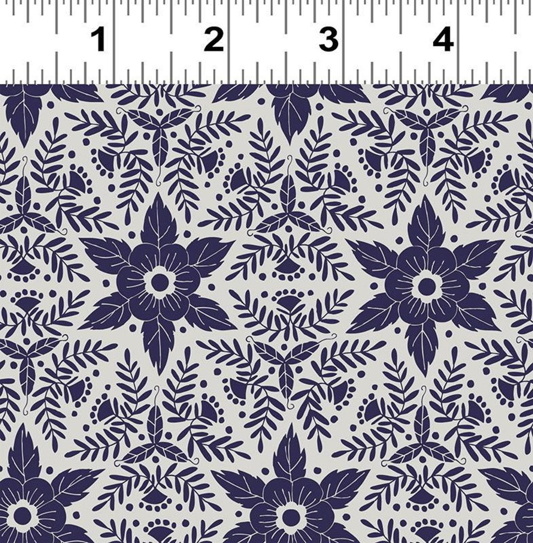 By the Continuous HALF YARD- Cherry Mint by Reika Hunt for Clothworks, Pattern #Y1959-5 Navy ...