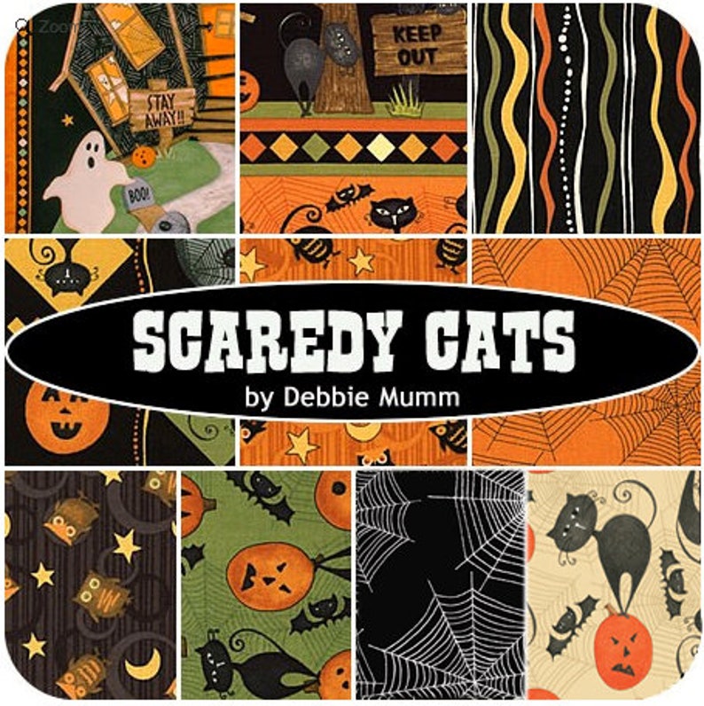 RARE 24 X 44 PANEL Scaredy Cats by Debbie Mumm for - Etsy