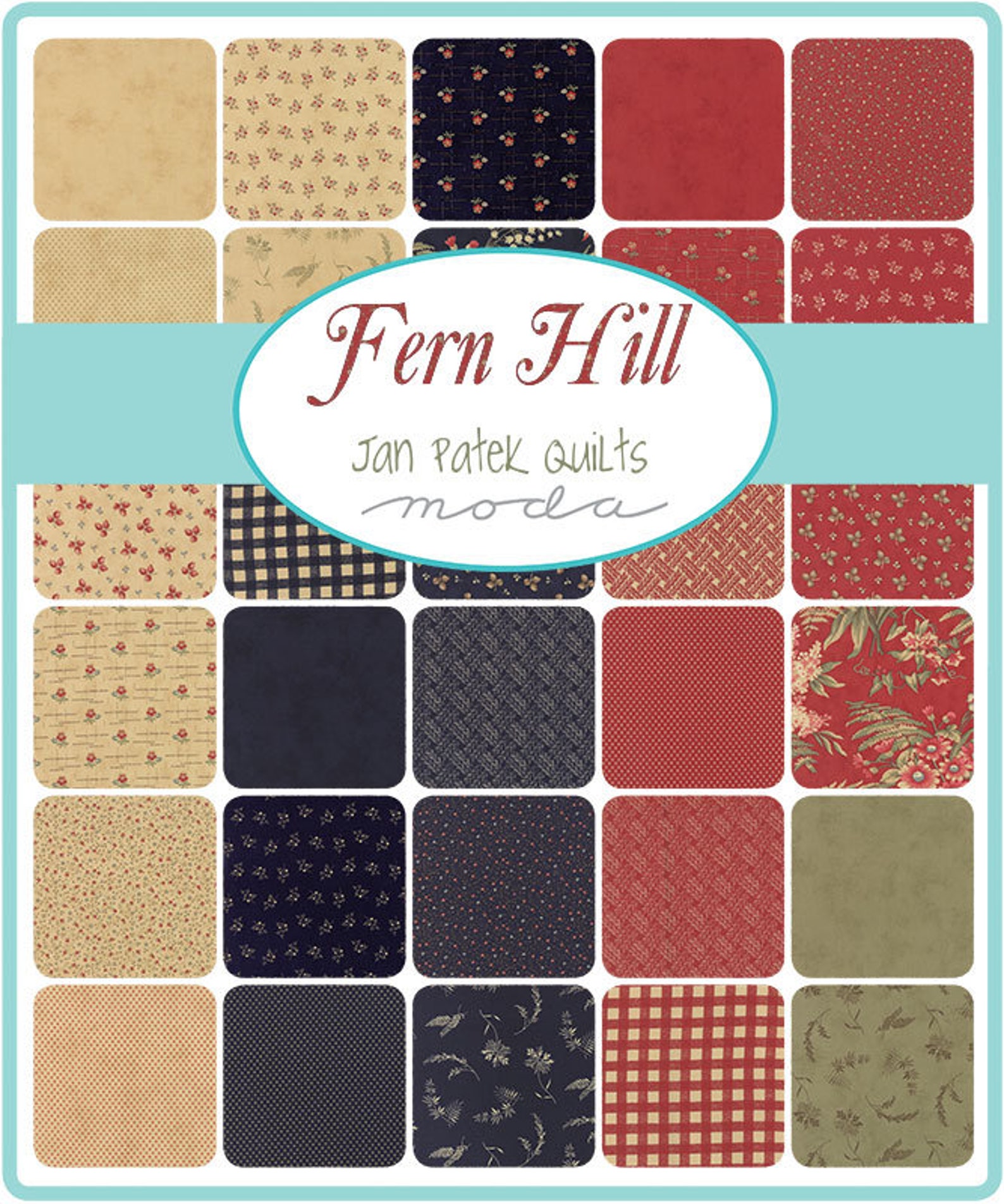 RARE - by the Continuous HALF YARD - Fern Hill by Jan Patek for Moda ...