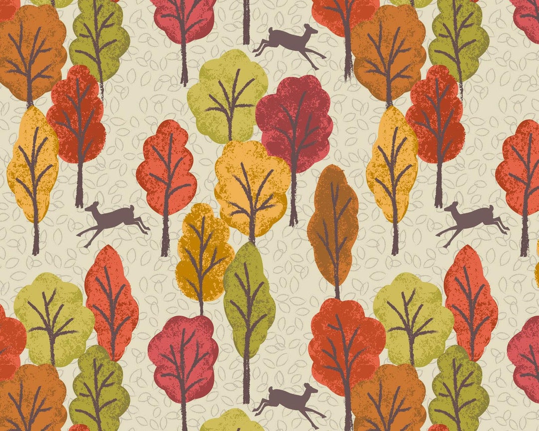 RARE - by the Continuous HALF YARDS - Autumn in Bluebell Wood by Lewis ...