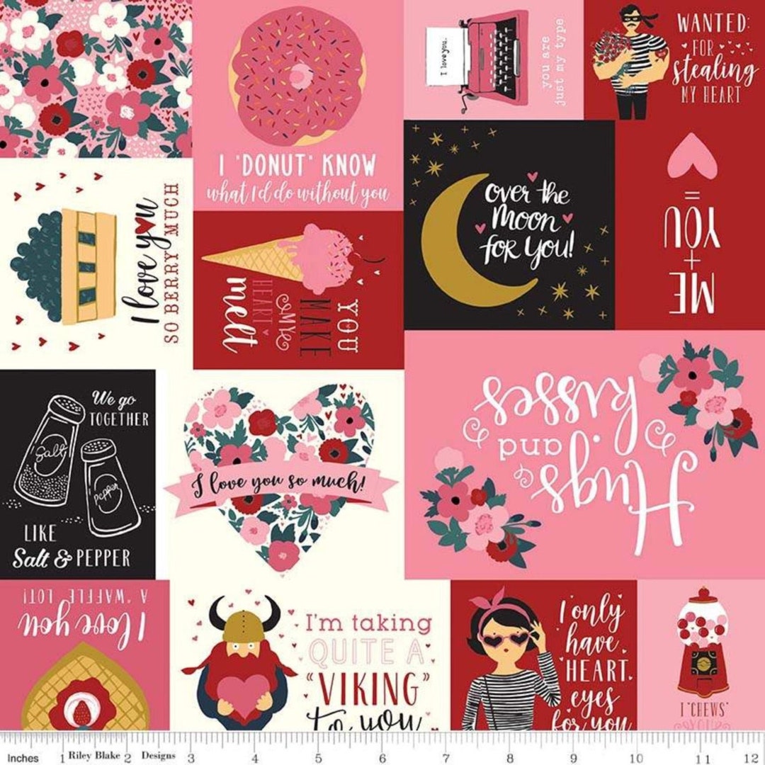 RARE 8 REMNANT Hello Sweetheart by Echo Park Paper Co. for Riley Blake ...