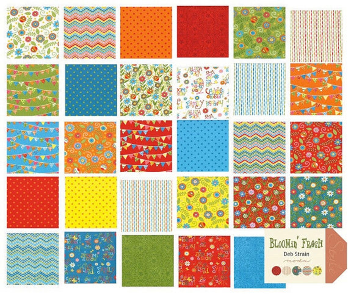 RARE - 33" REMNANT - Bloomin' Fresh by Deb Strain for Moda, #19661-11 ...