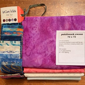 BATIK QUILT KIT - Patchwork Swoon Pattern, Kit Includes All the Fabrics ...