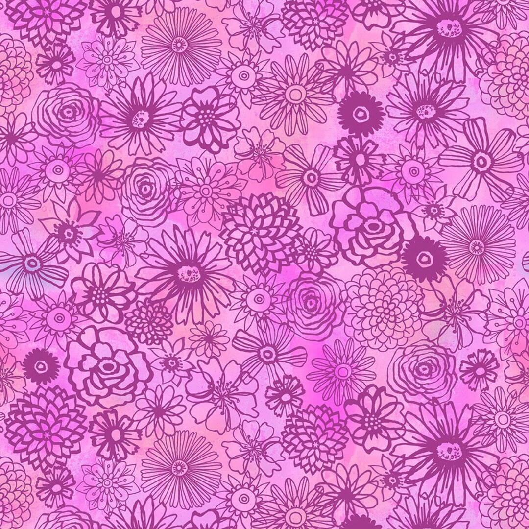 Rare - by the Continuous HALF YARDS - Floral Flight by MJ Merrill for ...