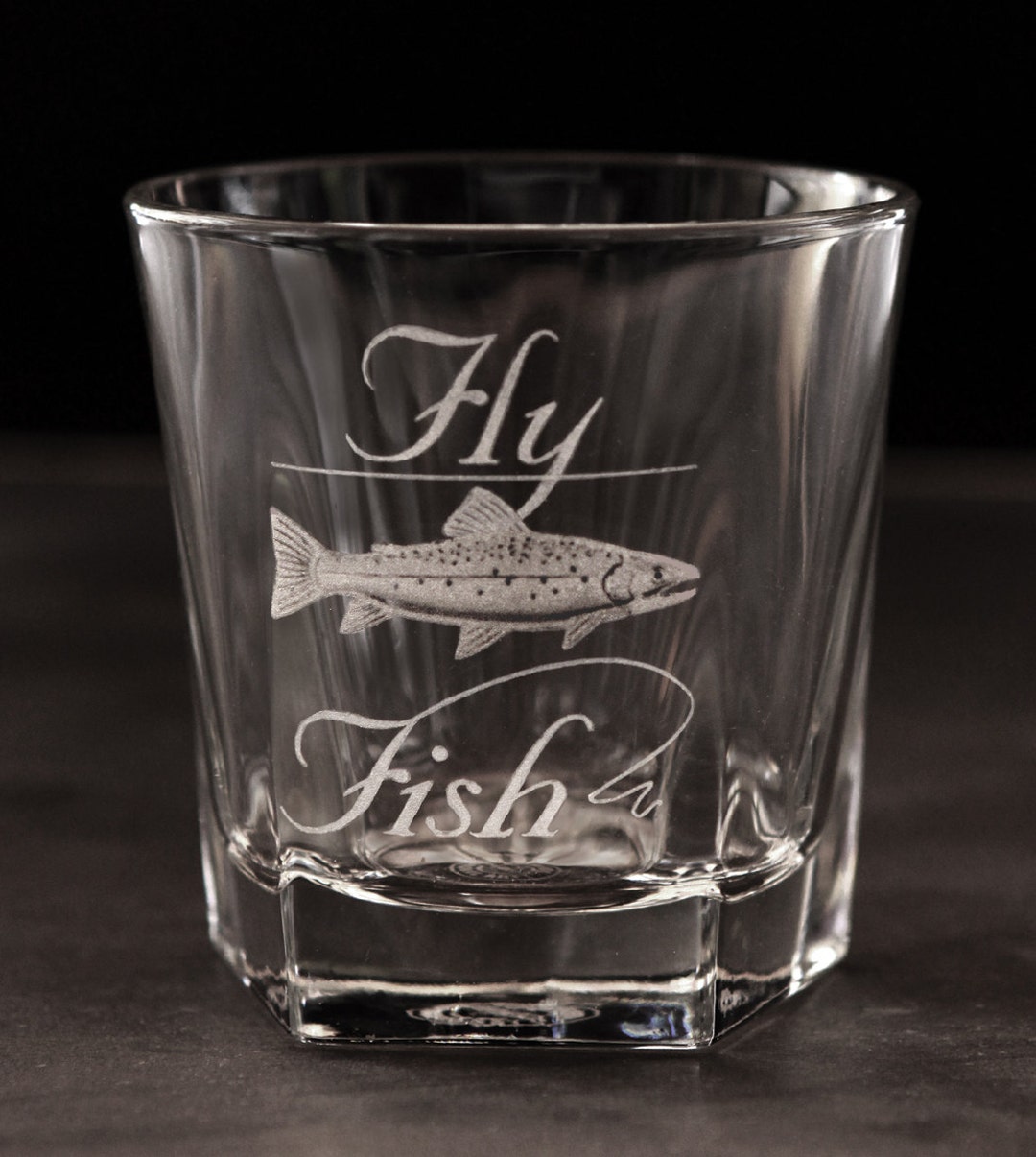 Fly Fish Etched Rocks Glass, Angler Gift - Etsy