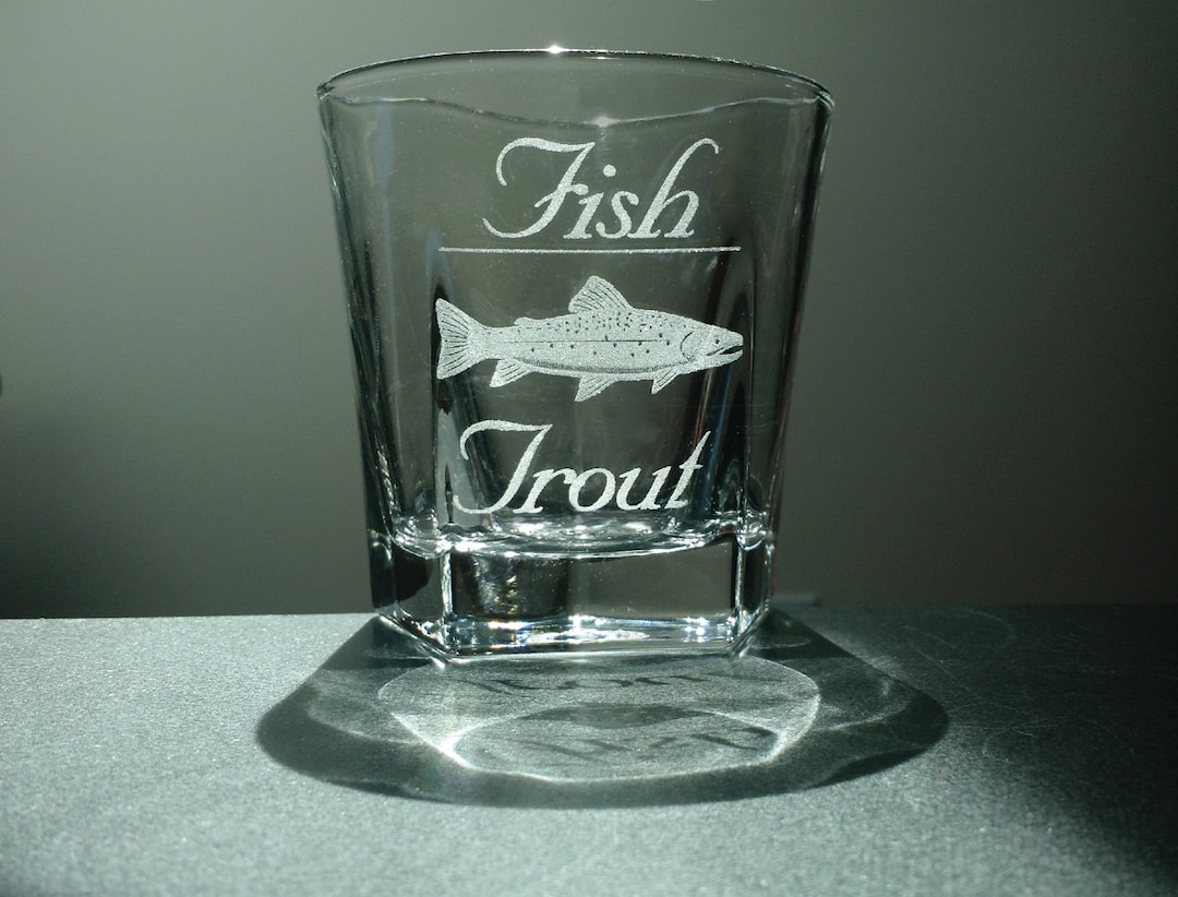 Fish Trout Etched Glasses, Gift for Anglers, Fishing Image, Trout ...