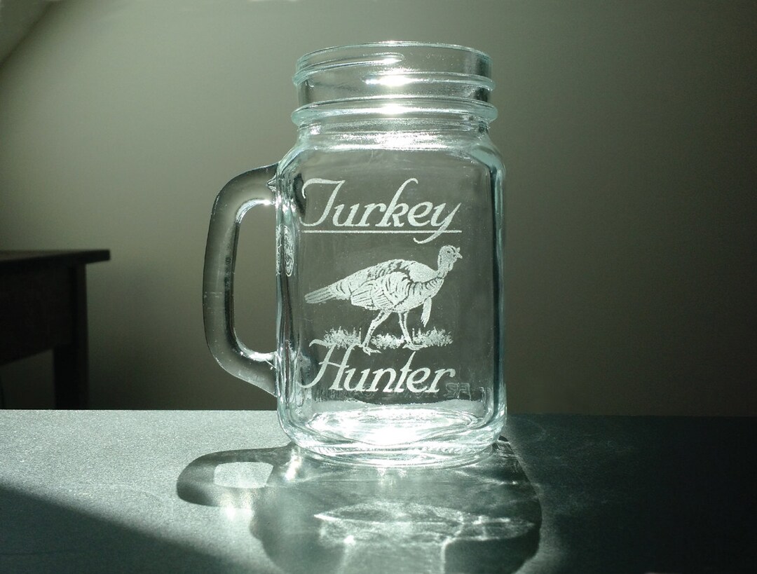 Etched Walking Turkey Hunter Glass, Hunting Gift - Etsy