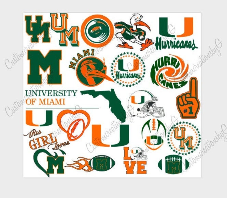 Miami Hurricanes SVG UM svg university of miami Miami SVG | Etsy