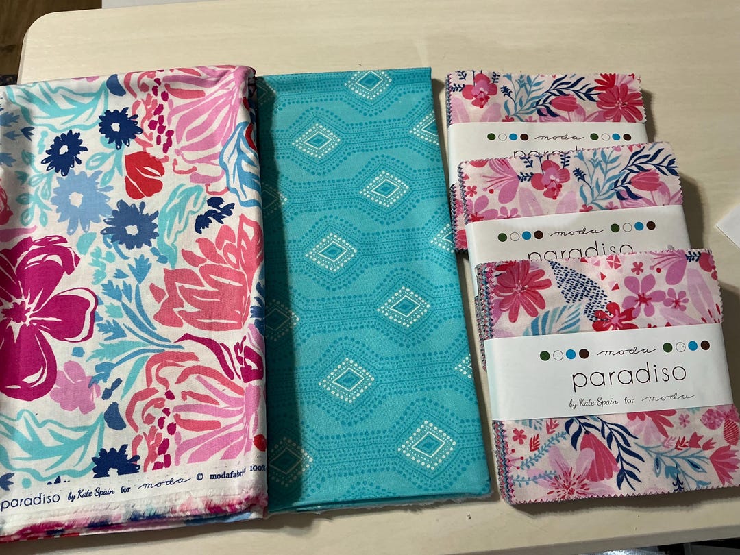 Kate Spain Paradiso Quilt Kit With Backing 3 Charm Packs Rare Oop Moda ...