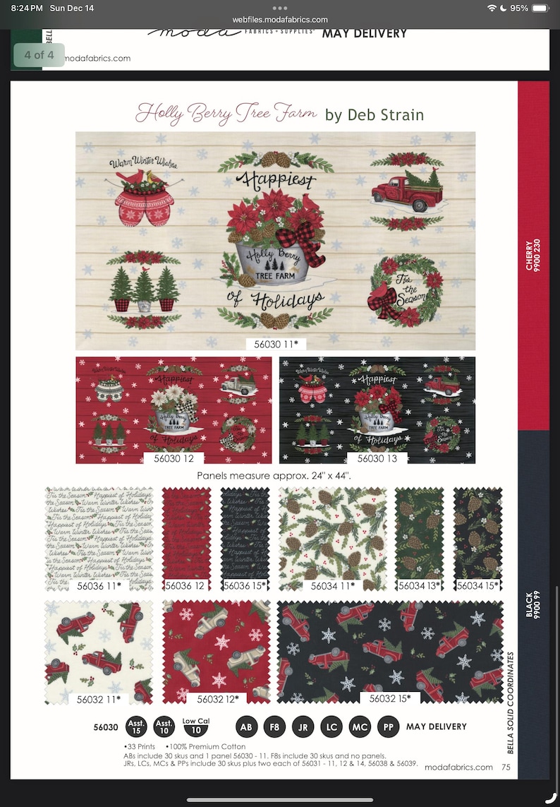 Holly Berry Tree Farm Deb Strain Layer Cake Quilt Kit With Pattern ...
