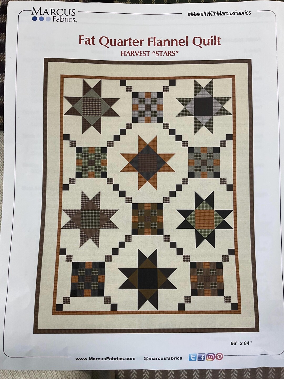 Harvest Stars Flannel Quilt Kit and Pattern Included Featuring Marcus ...
