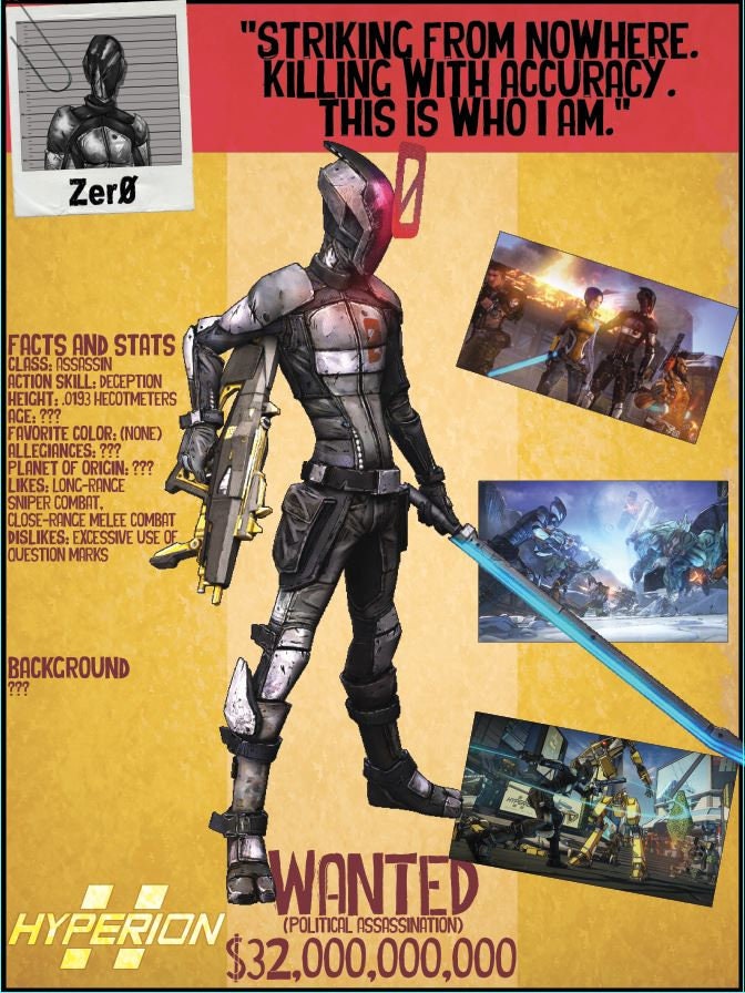 Borderlands 2 Wanted Posters Zero - Etsy