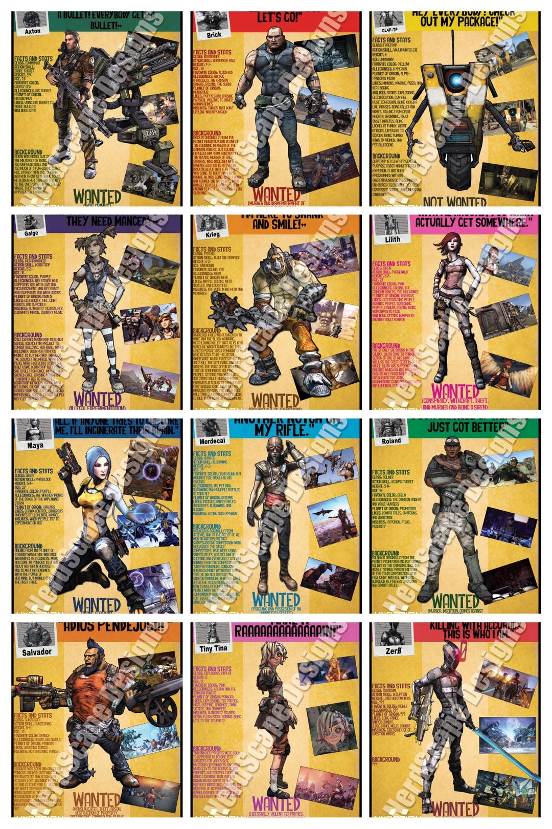 Complete Borderlands Wanted Poster Bundle | Digital Prints | Instant ...