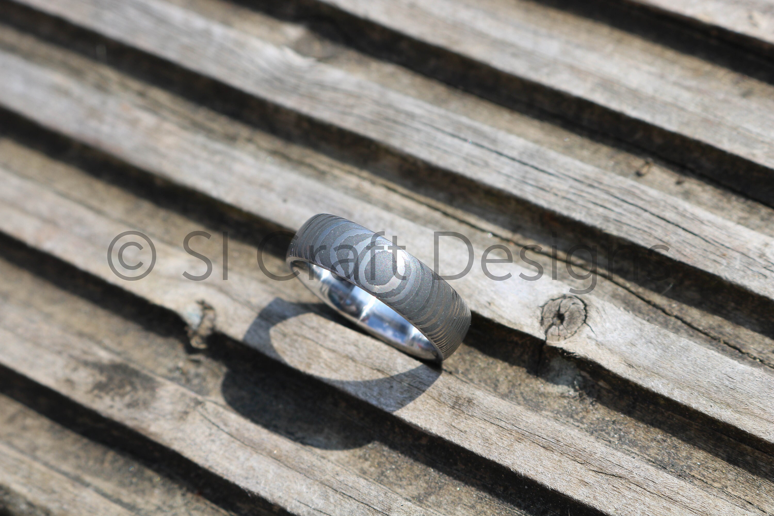 Couples Damascus Stainless Steel Wedding Ring Handmade in - Etsy