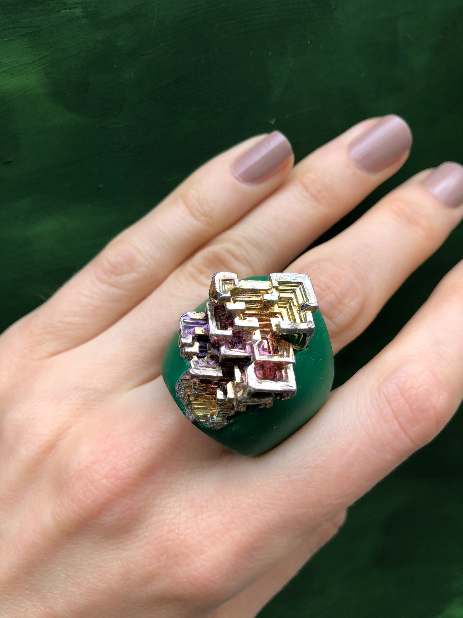 Rainbow Bismuth Crystal Ring Fairy Chunky Raw Gemstone Nature Inspired ...