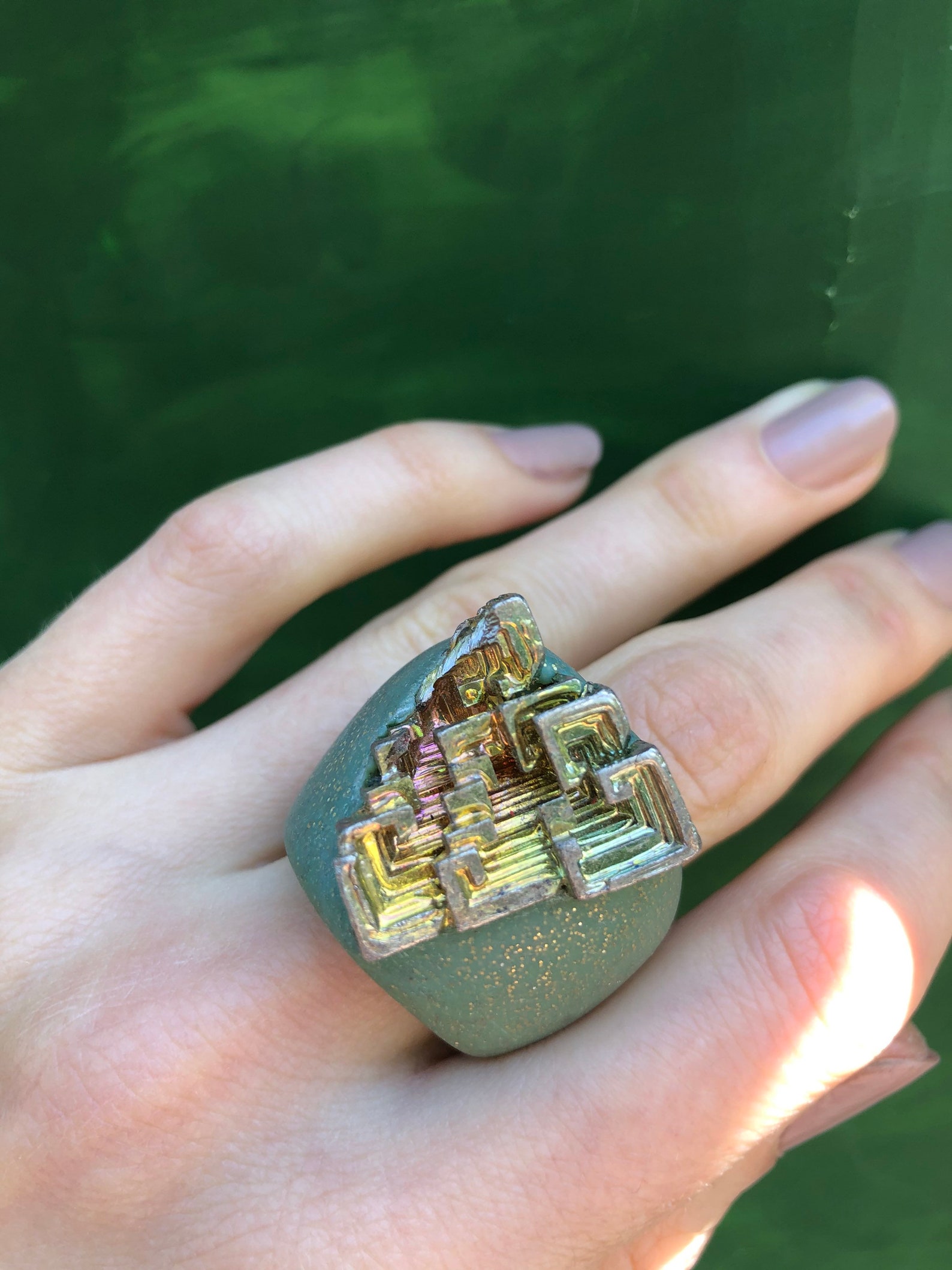 Rainbow Bismuth Crystal Ring Fairy Chunky Raw Gemstone Nature - Etsy