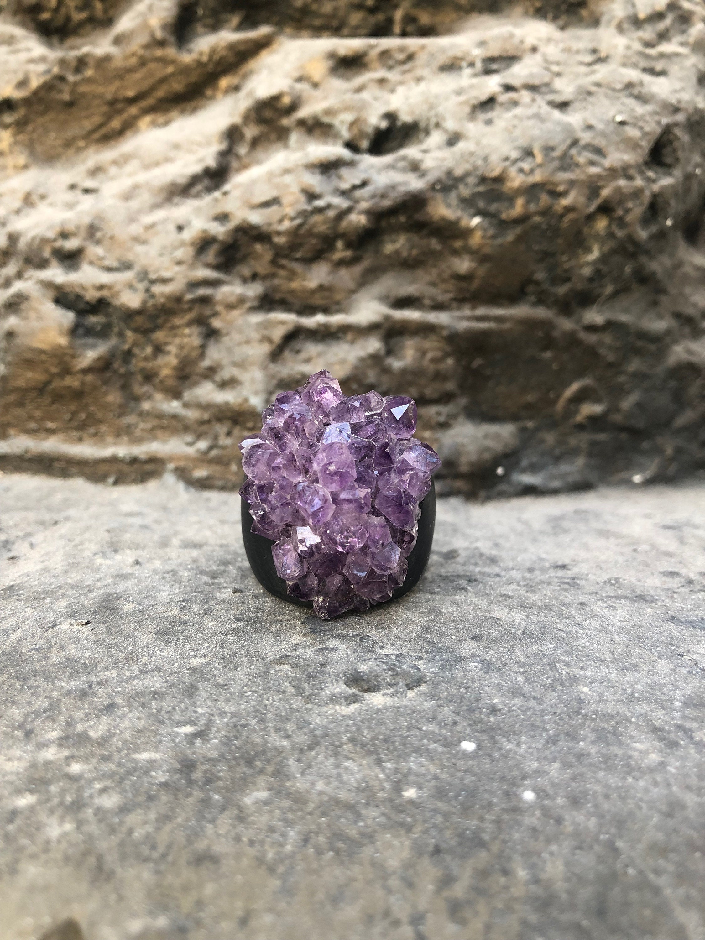 Amethyst Ring Raw Stone Statement Chunky Nature Inspired - Etsy