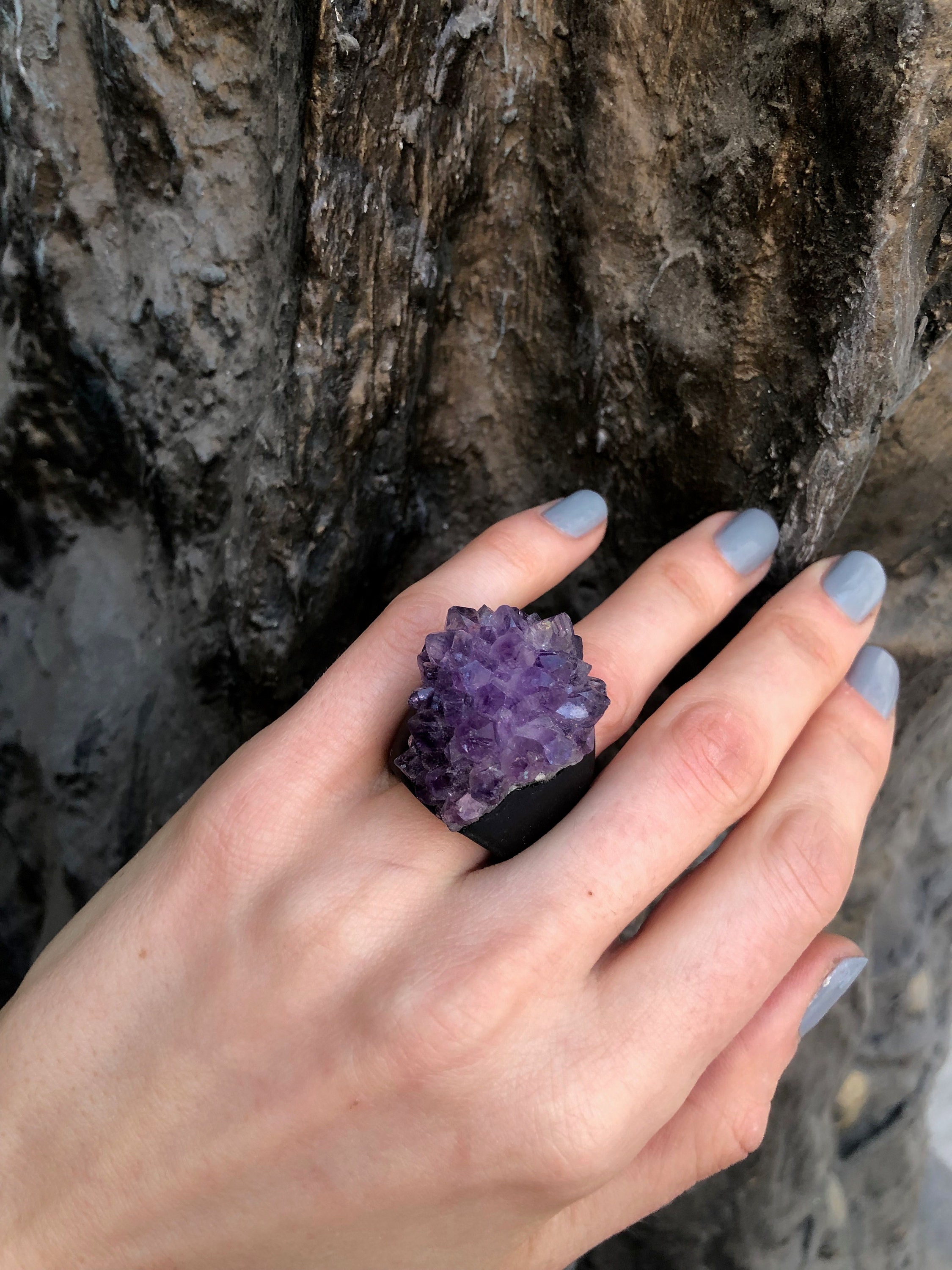 Amethyst Ring Raw Stone Statement Chunky Nature Inspired - Etsy