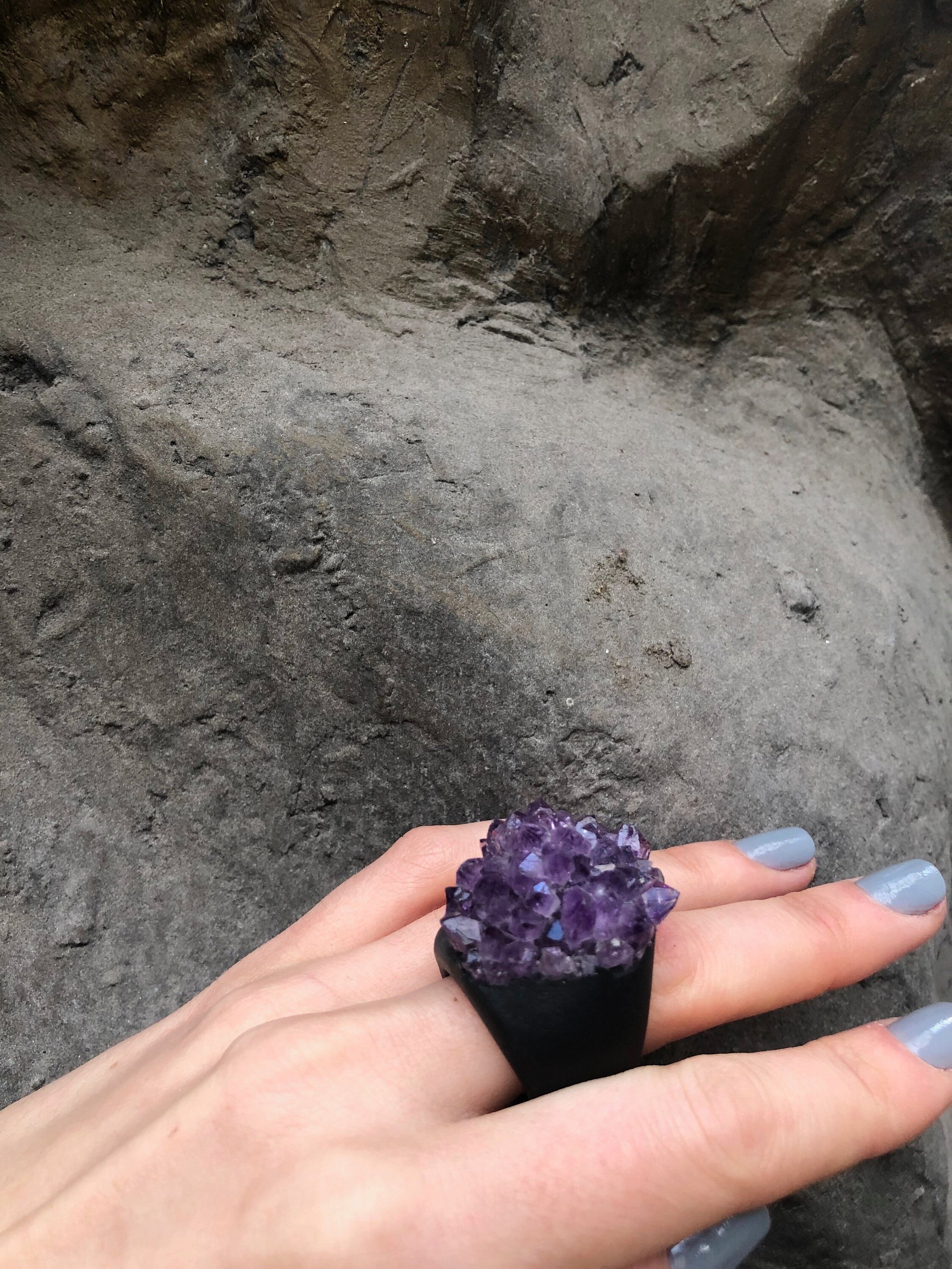 Amethyst Ring Raw Stone Statement Chunky Nature Inspired - Etsy
