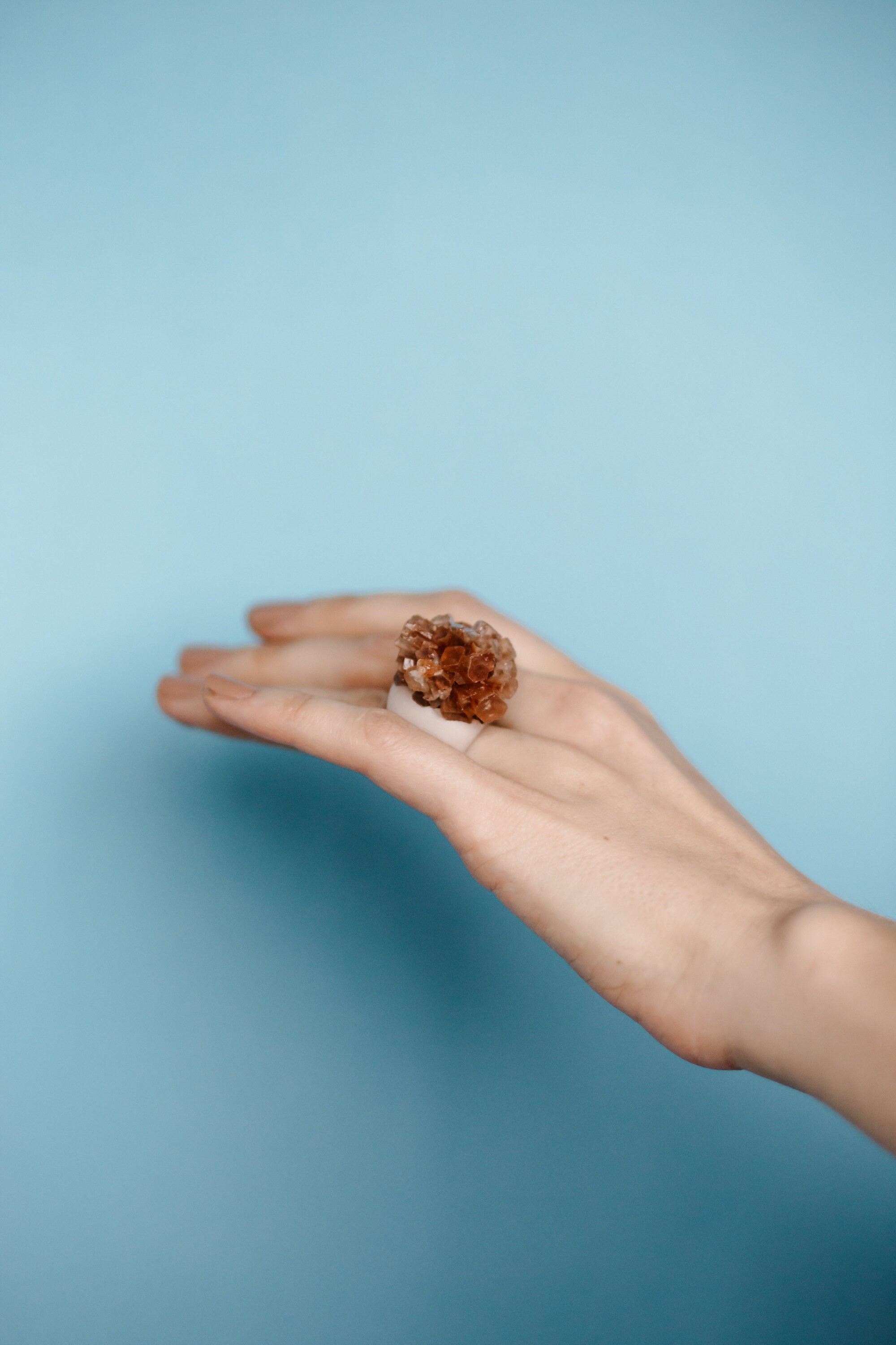 Aragonite Beige Mate Ring Raw Stone Nature Inspired Unusual Stylish ...