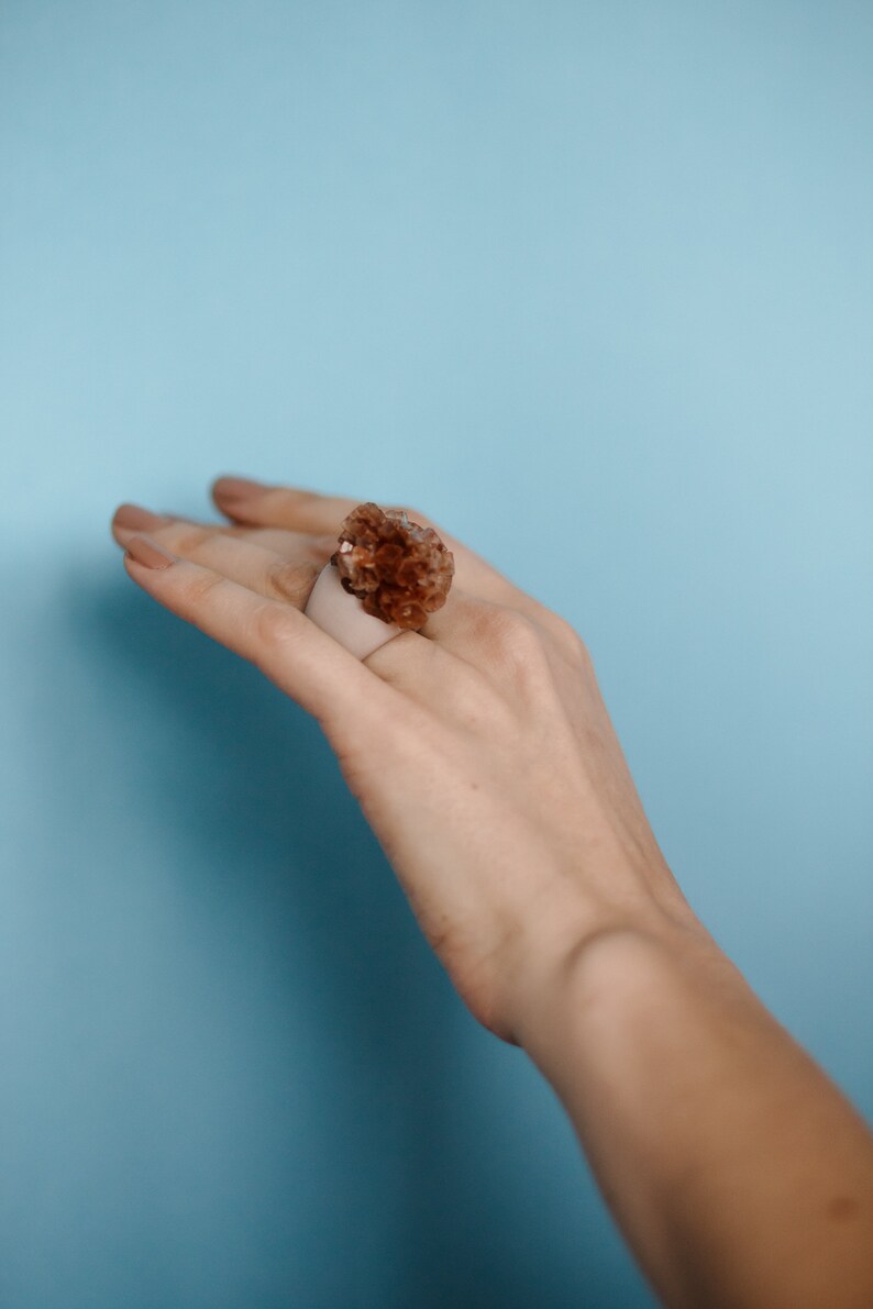 Aragonite Beige Mate Ring Raw Stone Nature Inspired Unusual Stylish ...